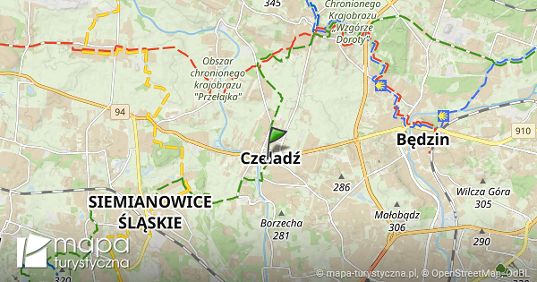 Czeladź - mapa szlaków turystycznych | mapa-turystyczna.pl