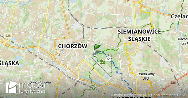 Park Śląski, Aleja Harcerska - mapa szlaków turystycznych | mapa ...