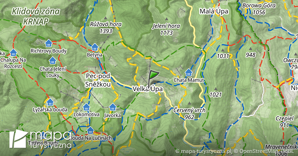 Velká Úpa, Restaurace U Pece - mapa szlaków turystycznych | mapa ...