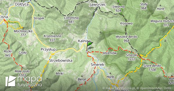 Kalnica - mapa szlaków turystycznych | mapa-turystyczna.pl