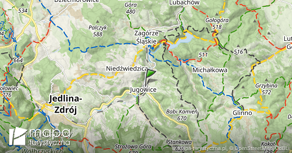 Jugowice, stacja kolejowa - mapa szlaków turystycznych | mapa ...
