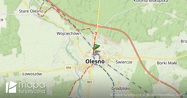 Olesno, Urząd Miasta - mapa szlaków turystycznych | mapa-turystyczna.pl