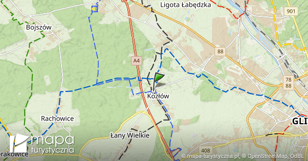 Kozłów - mapa szlaków turystycznych | mapa-turystyczna.pl