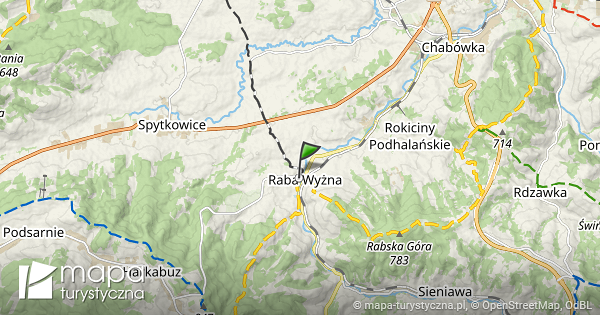 Raba Wyżna - mapa szlaków turystycznych | mapa-turystyczna.pl