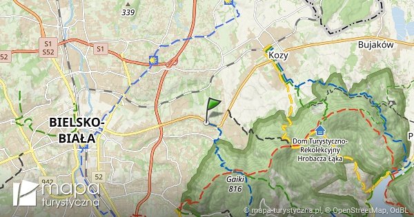 Bielsko-Biała, Lipnik - mapa szlaków turystycznych | mapa-turystyczna.pl