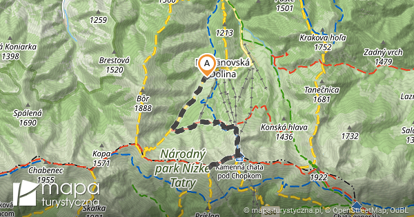 Trasa przez: Chopok | mapa-turystyczna.pl