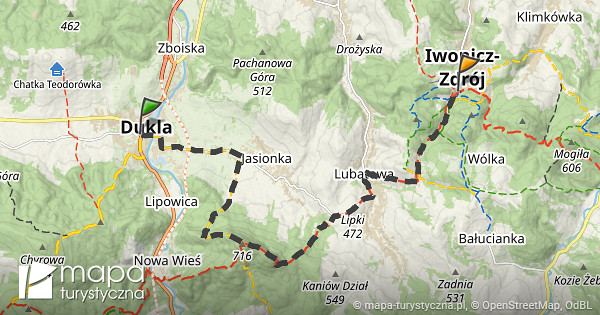 Trasa z: Dukla | mapa-turystyczna.pl