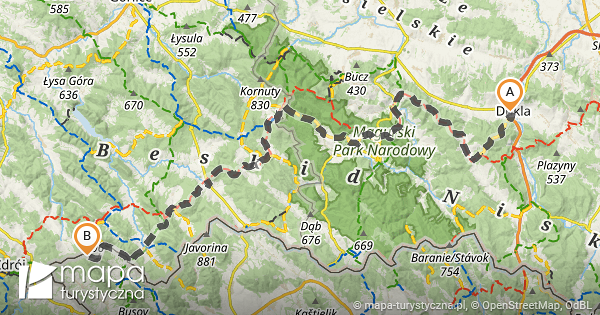 Trasa z: Dukla | mapa-turystyczna.pl