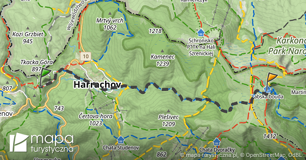 Trasa: Harrachov, železniční stanice – Labská bouda | mapa-turystyczna.pl