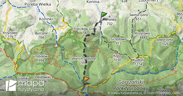 Trasa do: Hala Turbacz | mapa-turystyczna.pl