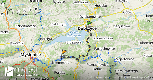 Trasa z: Dobczyce | mapa-turystyczna.pl