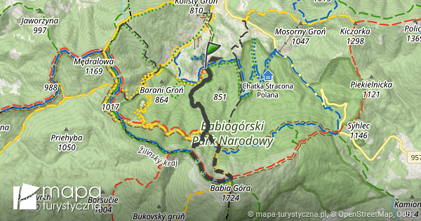 Trasa z: Zawoja, Markowa | mapa-turystyczna.pl