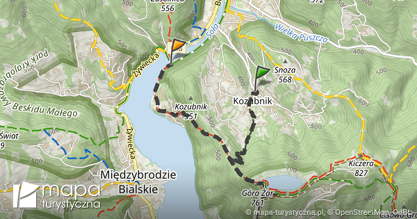 Trasa: Kozubnik – Porąbka, Zapora | mapa-turystyczna.pl