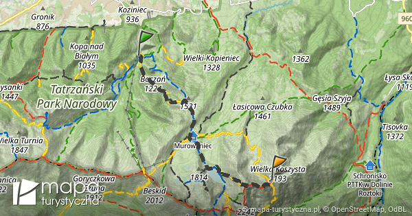 Trasa: Kuźnice – Krzyżne | mapa-turystyczna.pl