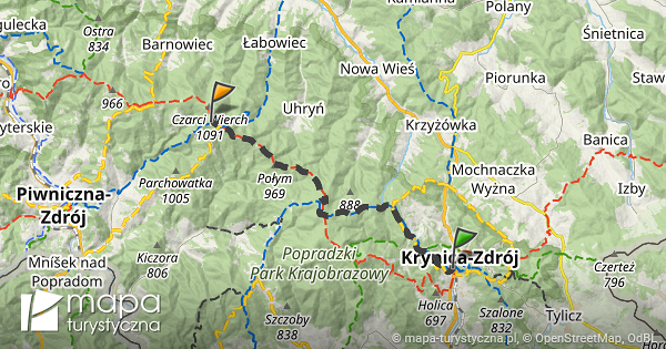 Trasa: Krynica Zdrój – Łabowska Hala | mapa-turystyczna.pl