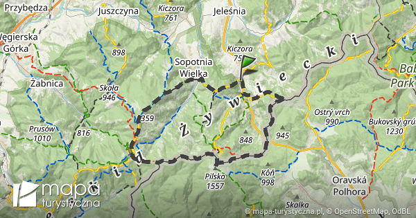 Trasa przez: Pilsko | mapa-turystyczna.pl
