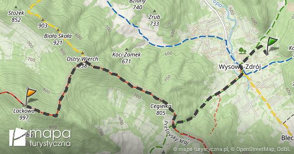 Trasa przez: Wysowa-Zdrój | mapa-turystyczna.pl