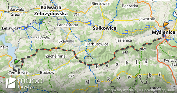 Trasa: Zembrzyce – Myślenice | mapa-turystyczna.pl