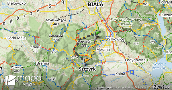 Trasa: Bystra Śląska – Szczyrk, ul. Wrzosowa | mapa-turystyczna.pl