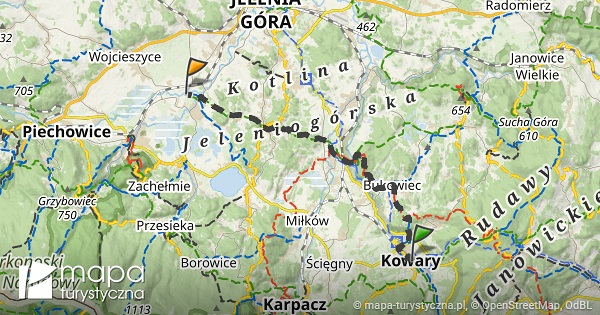 Trasa: Kowary – Cieplice, pl. Piastowski | mapa-turystyczna.pl
