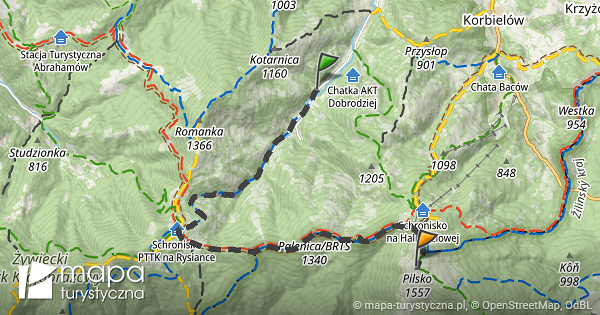 Trasa: Sopotnia Wielka, Kolonia – Pilsko | mapa-turystyczna.pl