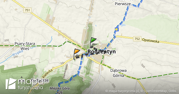 Trasa przez: Bodzentyn | mapa-turystyczna.pl