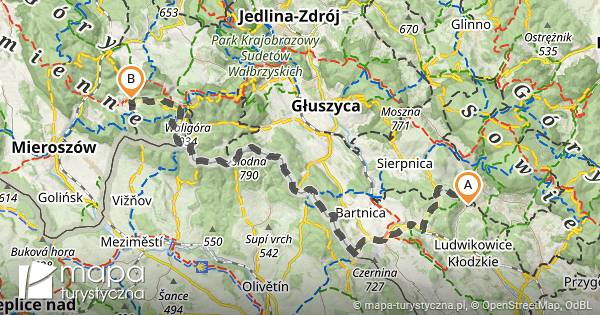 Trasa do: Sokołowsko | mapa-turystyczna.pl