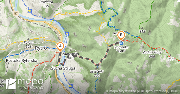 Trasa z: Rytro | mapa-turystyczna.pl