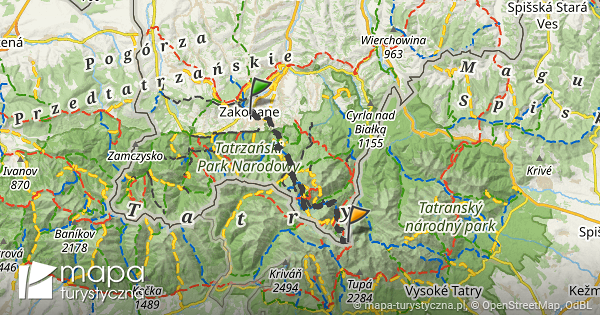 Trasa do: Rysy | mapa-turystyczna.pl