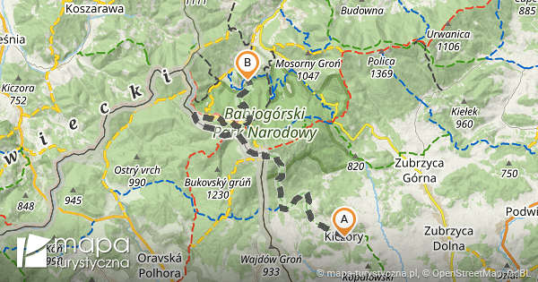 Trasa: Lipnica Wielka, Kiczory – Zawoja, Markowa | mapa-turystyczna.pl