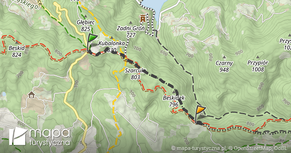 Trasa z: Przełęcz Kubalonka | mapa-turystyczna.pl