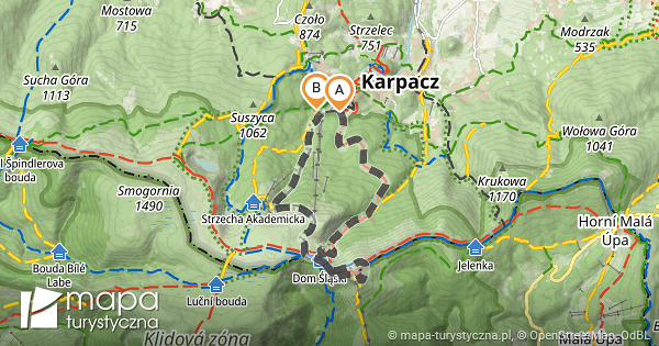 Trasa: Karpacz, Orlinek – Karpacz, ul. Strażacka | mapa-turystyczna.pl