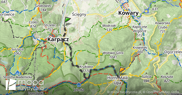 Trasa: Karpacz – Schronisko na Przełęczy Okraj | mapa-turystyczna.pl