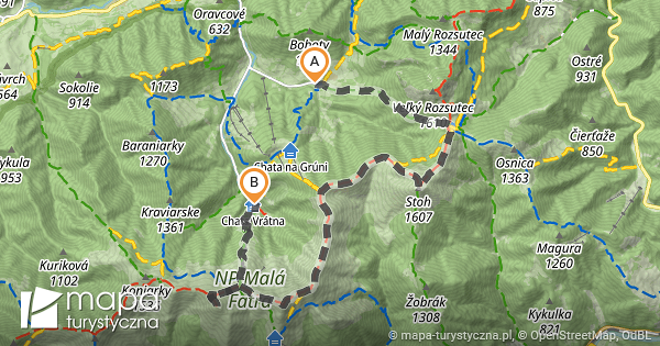Trasa przez: Veľký Kriváň | mapa-turystyczna.pl