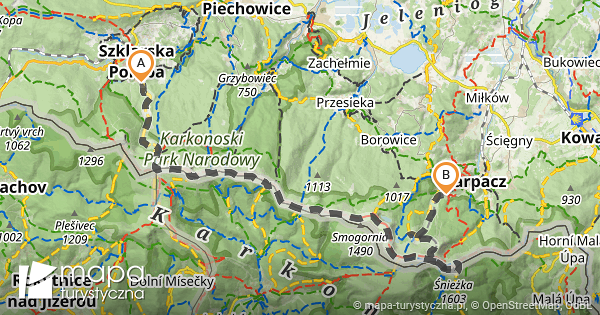 Trasa do: Karpacz, Orlinek | mapa-turystyczna.pl