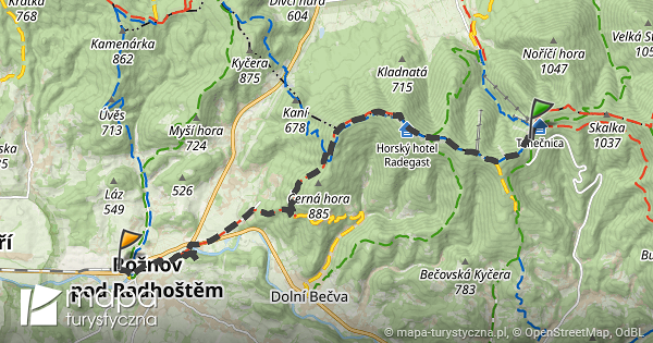 Trasa przez: Pustevny | mapa-turystyczna.pl