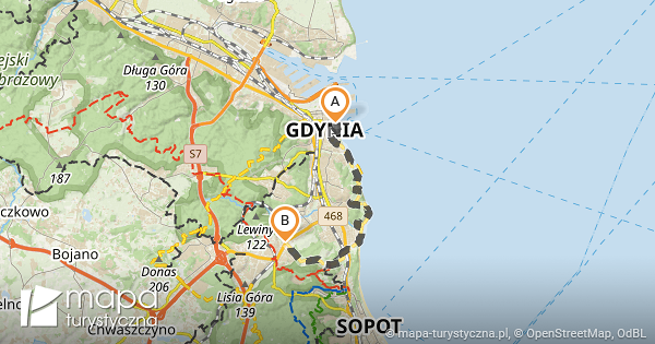 Trasa: Gdynia – Gdynia Mały Kack, ul. Wielkopolska | mapa-turystyczna.pl