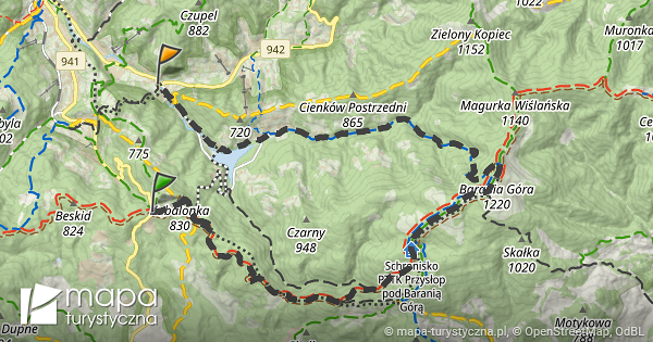 Trasa z: Przełęcz Kubalonka | mapa-turystyczna.pl