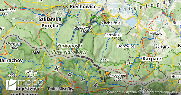 Trasa: Jagniątków, ul. Michałowicka – Bouda u Bílého Labe | mapa ...
