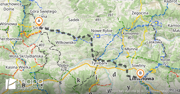 Trasa: Szczyrzyc – Limanowa | mapa-turystyczna.pl