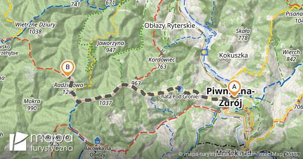 Trasa: Piwniczna-Zdrój – Radziejowa | mapa-turystyczna.pl