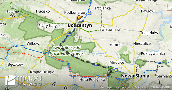 Trasa: Huta Szklana, pomnik katyński – Bodzentyn, ul. Kielecka | mapa ...