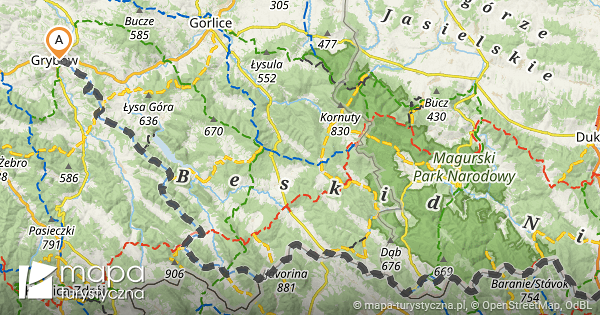 Trasa z: Grybów | mapa-turystyczna.pl