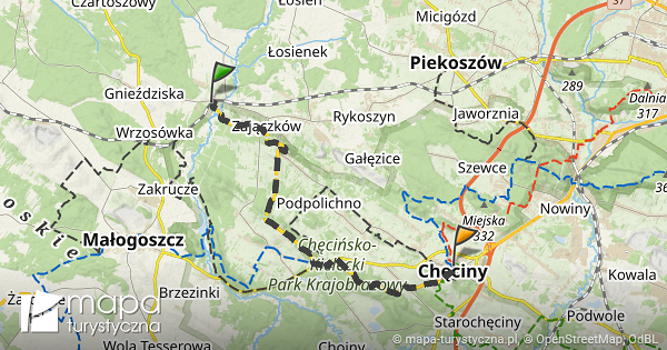 Trasa: Wierna Rzeka – Chęciny | mapa-turystyczna.pl