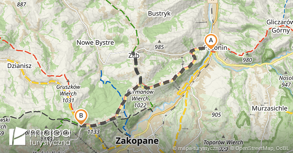 Trasa z: Poronin | mapa-turystyczna.pl