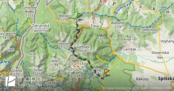 Trasa: Strednica – Biela voda, zast. SAD | mapa-turystyczna.pl