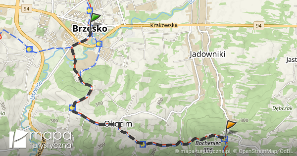 Trasa z: Brzesko | mapa-turystyczna.pl