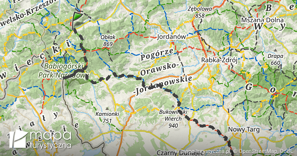 Trasa: Zawoja, Centrum – Witów, skrzyżowanie | mapa-turystyczna.pl