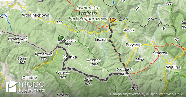 Trasa: Balnica – Cisna | mapa-turystyczna.pl