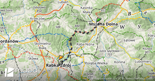 Trasa do: Rabka-Zdrój | mapa-turystyczna.pl